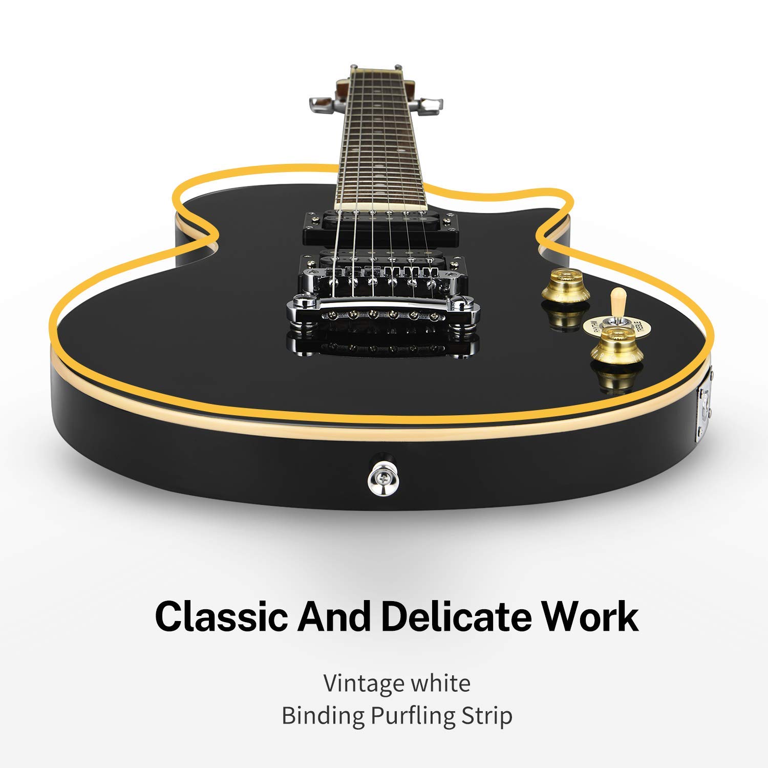 Donner Solid Body 39 Inch LP Electric Guitar Kit Black & Mini Guitar Amp, 5 Watt Wireless Small Electric Guitar Amplifier, Cyclops Guitar Combo Amp with 7 Amplifier Models 3 Types of Effects: Mod, Del
