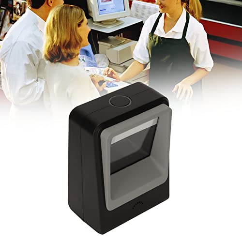 MJ 8200 QR Code Scanner, Omnidirectional Desktop Automatic 1d Barcode Reader with Large Scanning Window, for Pdf417 on Id Cards, Driver's Licenses, Passports, for Supermarkets Libraries Retail Stores