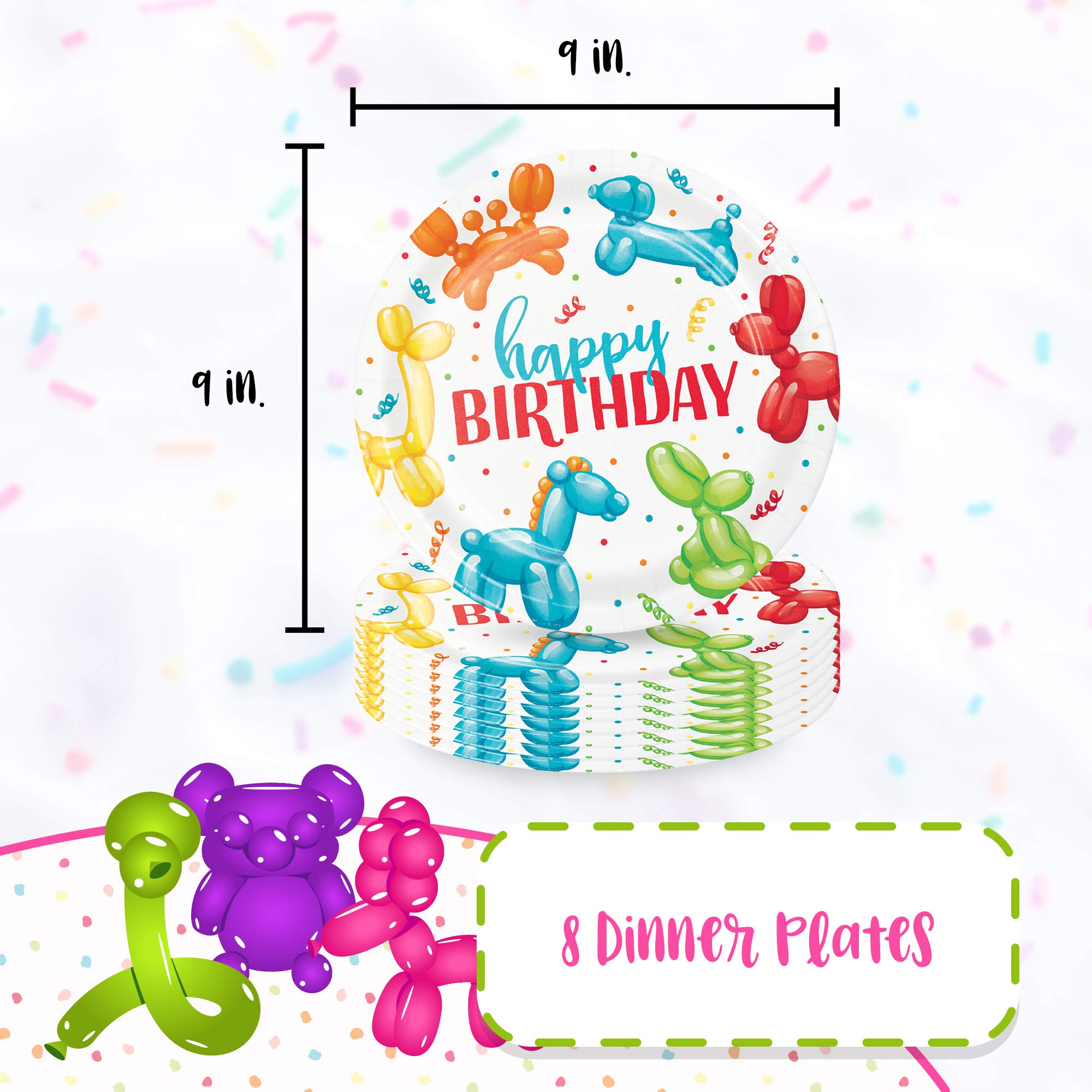 Creative Converting Balloon Animals Dinnerware Party Bundle | Luncheon & Beverage Napkins, Luncheon & Dinner Plates | Colorful Birthday Party for Kids Primary Colors