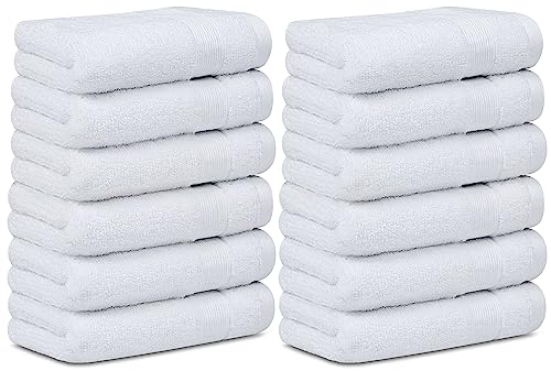Resort Collection Soft Washcloth Face & Body Towel Set | 12x12 Luxury Hotel Plush & Absorbent Cotton Washclothes [12 Pack, White]