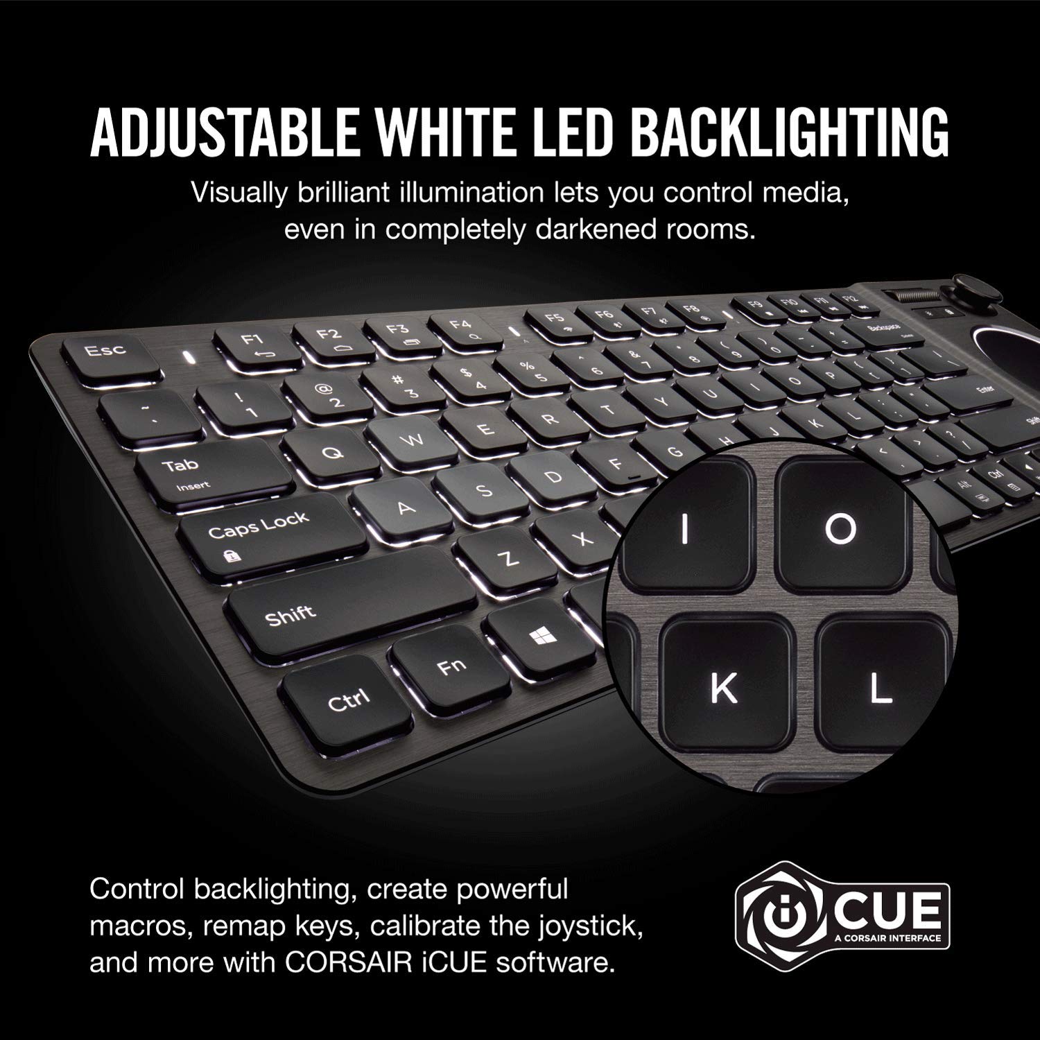 Corsair K83 Wireless Keyboard - Bluetooth and USB - Works w/ PC, Smart TV, Streaming Box - Backlit LED