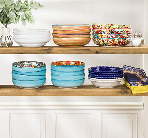 Euro Ceramica White Essential Porcelain Collection, Pasta Bowls Set of 4, Inverted Rim Design, Classic