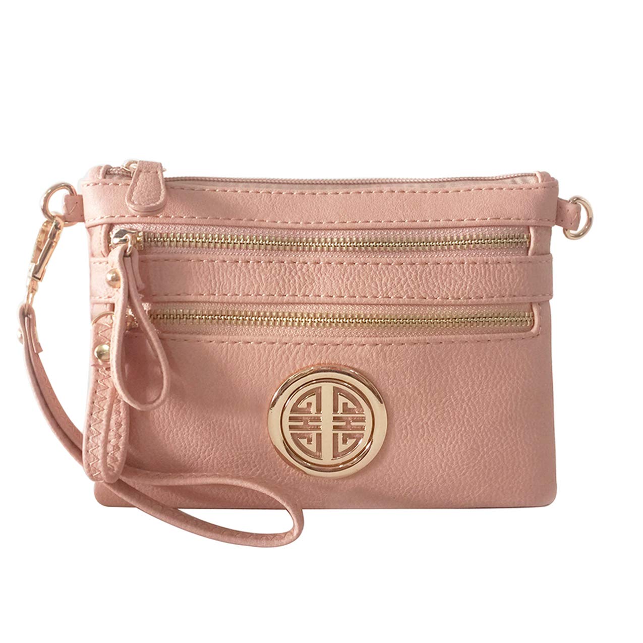 Solene Women's Detachable Wristlet Crossbody Bag With Multi Zipper Pockets-WU001L(Charcoal Grey)