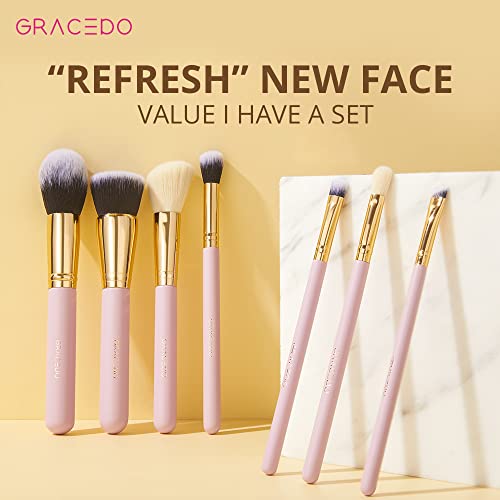 Makeup Brushes Set 7Pcs Professional Super Soft Cosmetic Brushes Portable Pink Makeup Brush Set for Foundation Blush Blending And Eyeshadow Makeup Tools