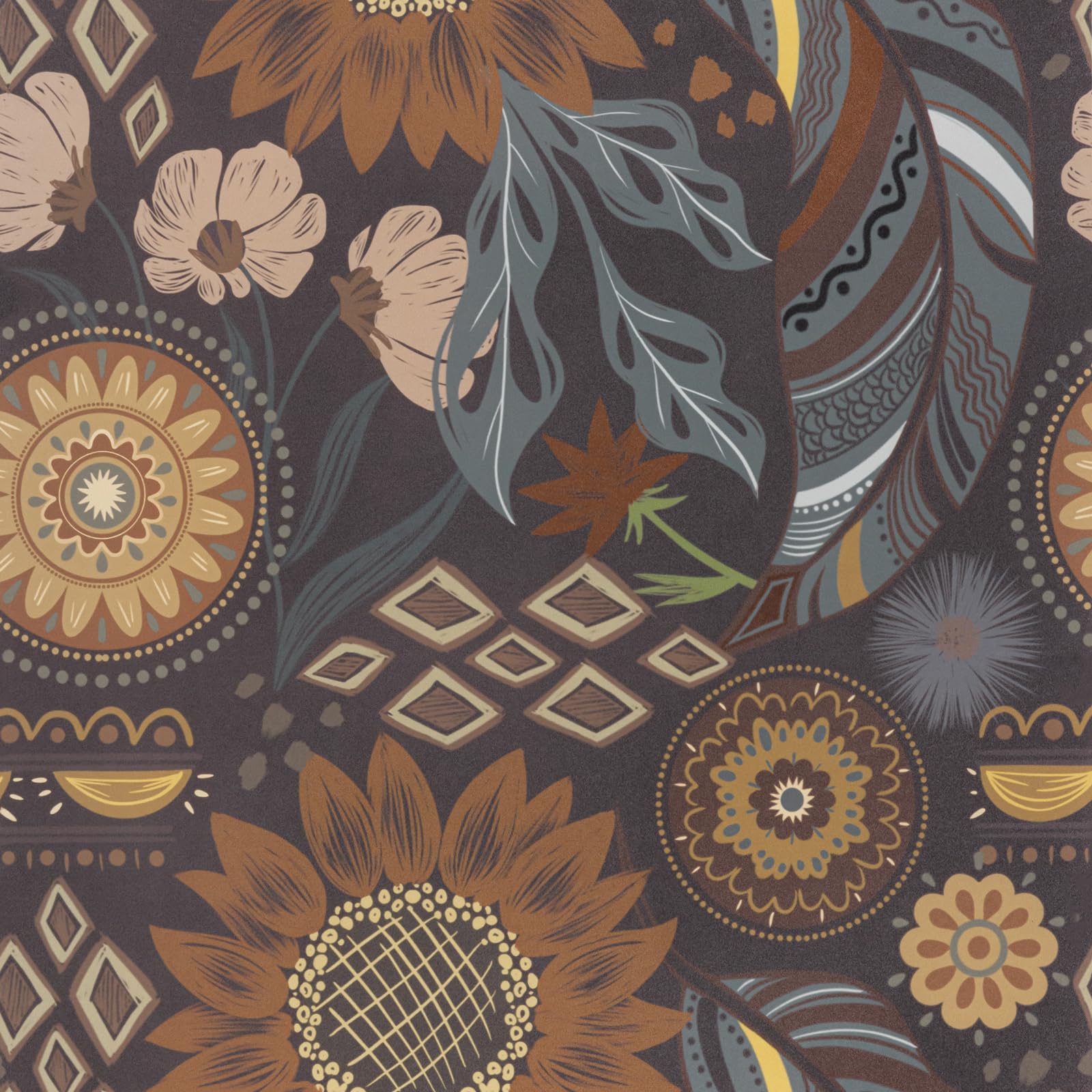 COSNIGHT Vintage Peel and Stick Wallpaper Boho, Floral Wallpaper for Bathroom Bedroom Wall Decorative, Self Adhesive Removable Contact Paper for Cabinets 17.7in*118in