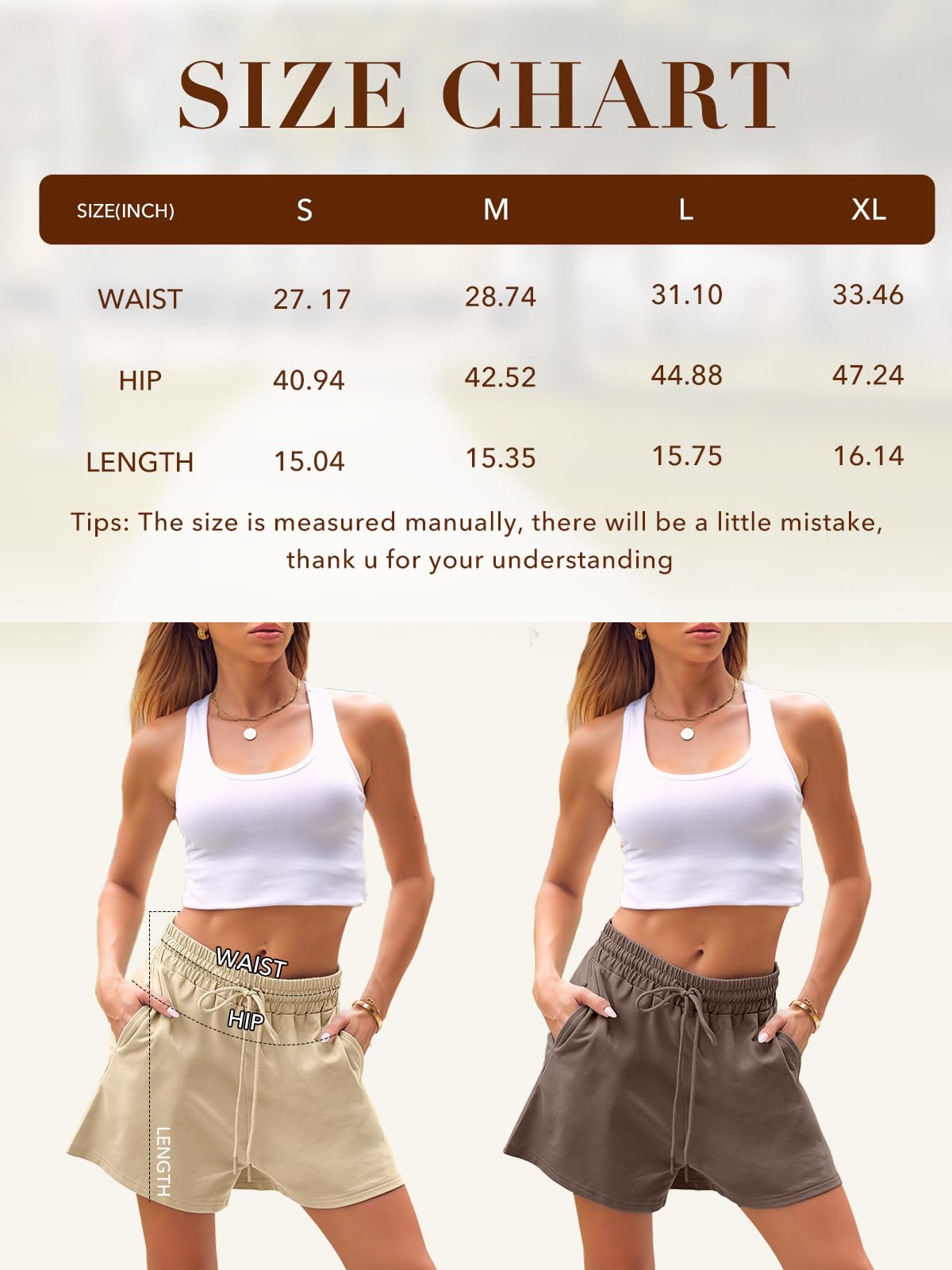 EFAN Womens Sweat Shorts Summer Casual Comfy High Waisted Lounge Shorts Drawstring Cotton Shorts with Pockets 2024