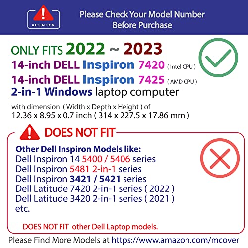 mCover Case ONLY Compatible with 2022~2023 14" Dell Inspiron 7420/7425 2-in-1 Windows Notebook Computer (NOT Fitting Any Other Dell Models) - Black