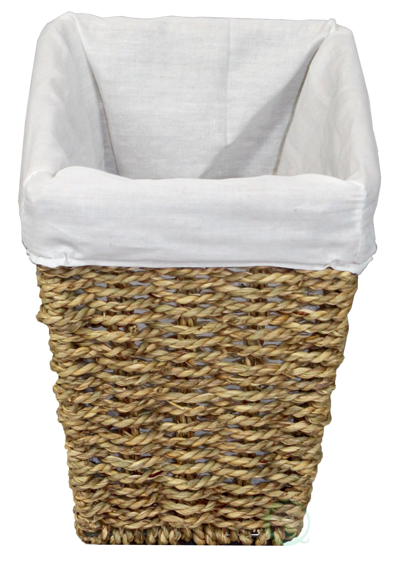 Uniquewise(TM) Woven Seagrass Small Waste Bin Lined with White Washable Lining