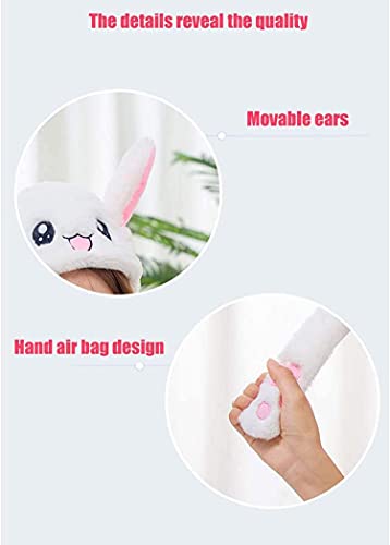 CNHNGTS Funny Plush Bunny Moving/Jumping Rabbit Cute Unisex Animal Ear Flap Hat with Paws for Women Girls, White, One Size