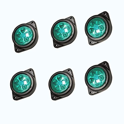LED outline marker lights trailer fot truck24V Clearance Lamp for Truck Trailers chicken lights for semi trucks freightliner cargo Marker lights Universal Fit, Color Green, Pack of 6