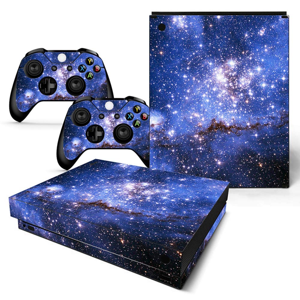 Sololife Blue Starry Sky Vinyl Skin Sticker for Xbox One X Console with Two Wireless Controller Decals
