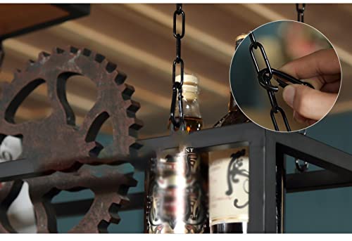 Guuurrrg Ceiling Mount Shelf Simple Style Iron Hanging Wine Glass Rack, 2 Layer Ceiling Decoration Shelf with Adjustable 100cm Iron Chain, for Bars, Restaurants, Kitchens (Black 120 x 25 x 22cm)