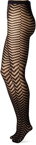 Music Legs Women's Zig Zag Waves Spandex Pantyhose, Black, One Size