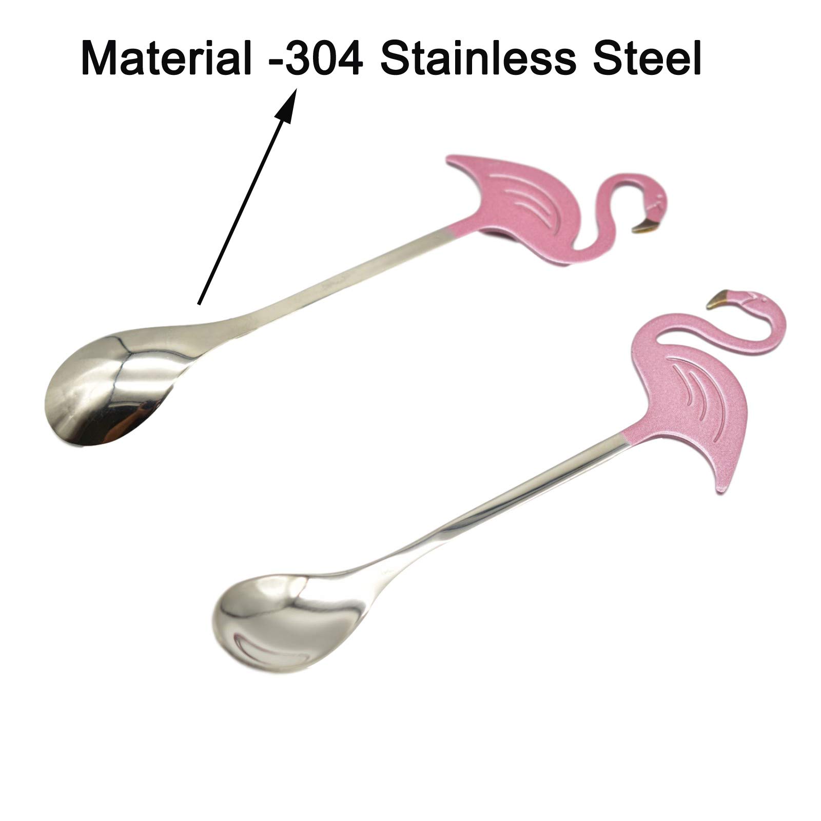 Maydahui 6PCS Flamingo Spoons Cute Animal Spoon 5.1 inch 18/10(304)Stainless Steel Coffee Iced Tea Espresso Dessert Stirring Spoon Kitchen Accessory Tableware