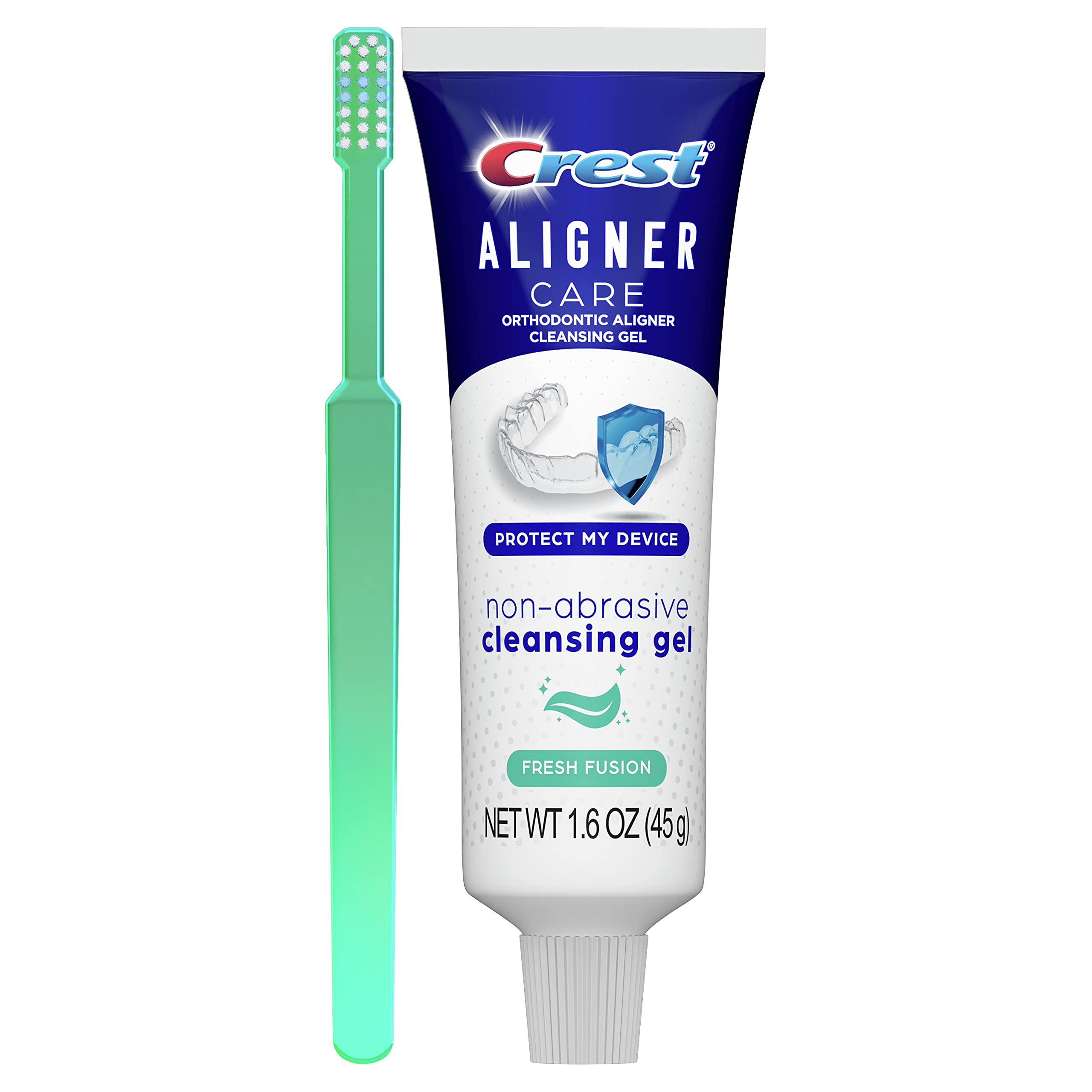 Crest Aligner Care Clean & Clarify Kit, Brush and 1.6 oz Cleansing Gel for Aligners, Retainers, Mouthguards