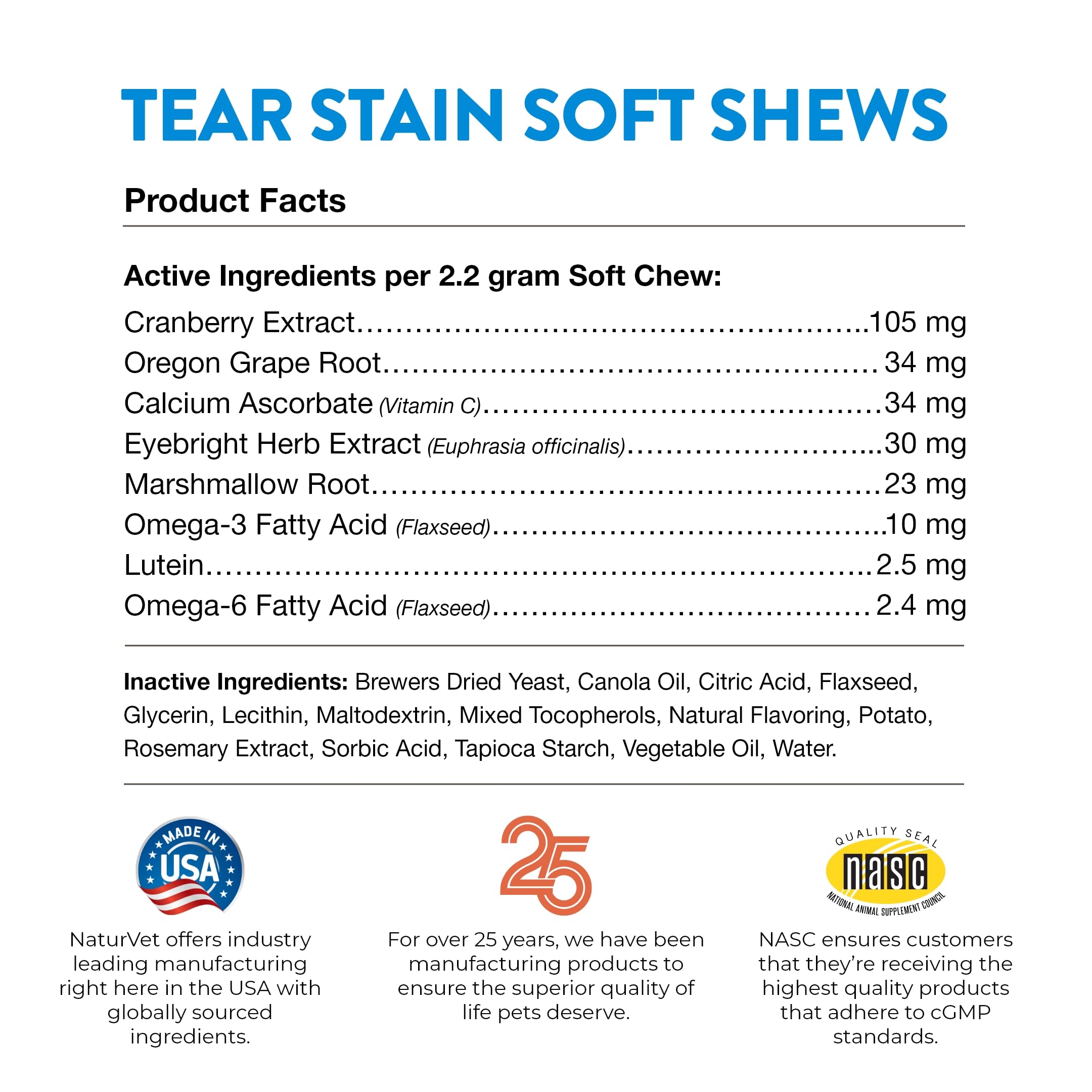 NaturVet Lutein Tear Stain Supplements for Dogs & Cats – Prevents Tear Stains for Dog, Cat Breeds – Includes Oregon Grape Root, Marshmallow Root, Cranberry Extract – 120 Ct.