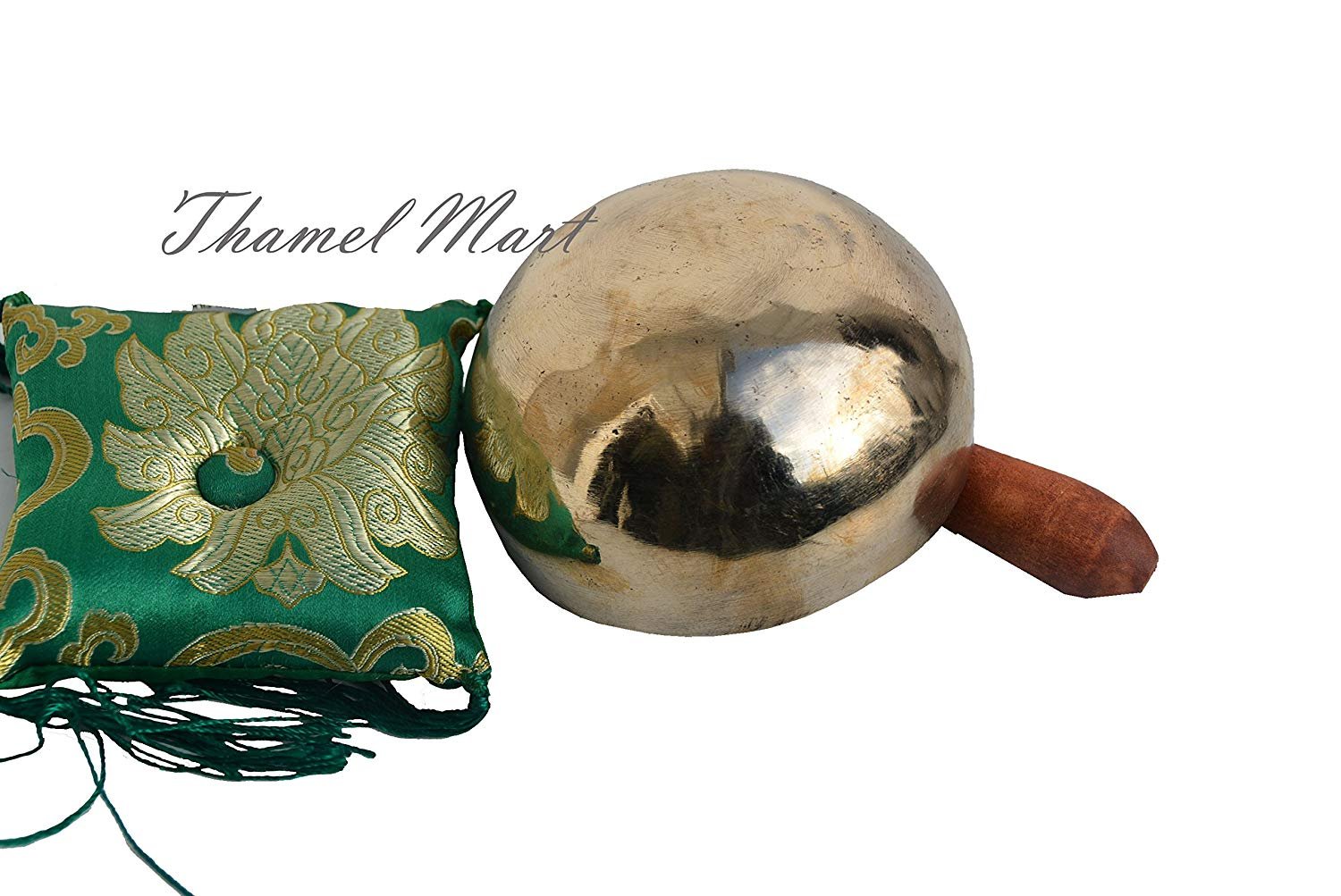 Tibetan Singing bowl handmade brass (4inch 7 metal) including free wooden mallet (strike) Silk Cushion