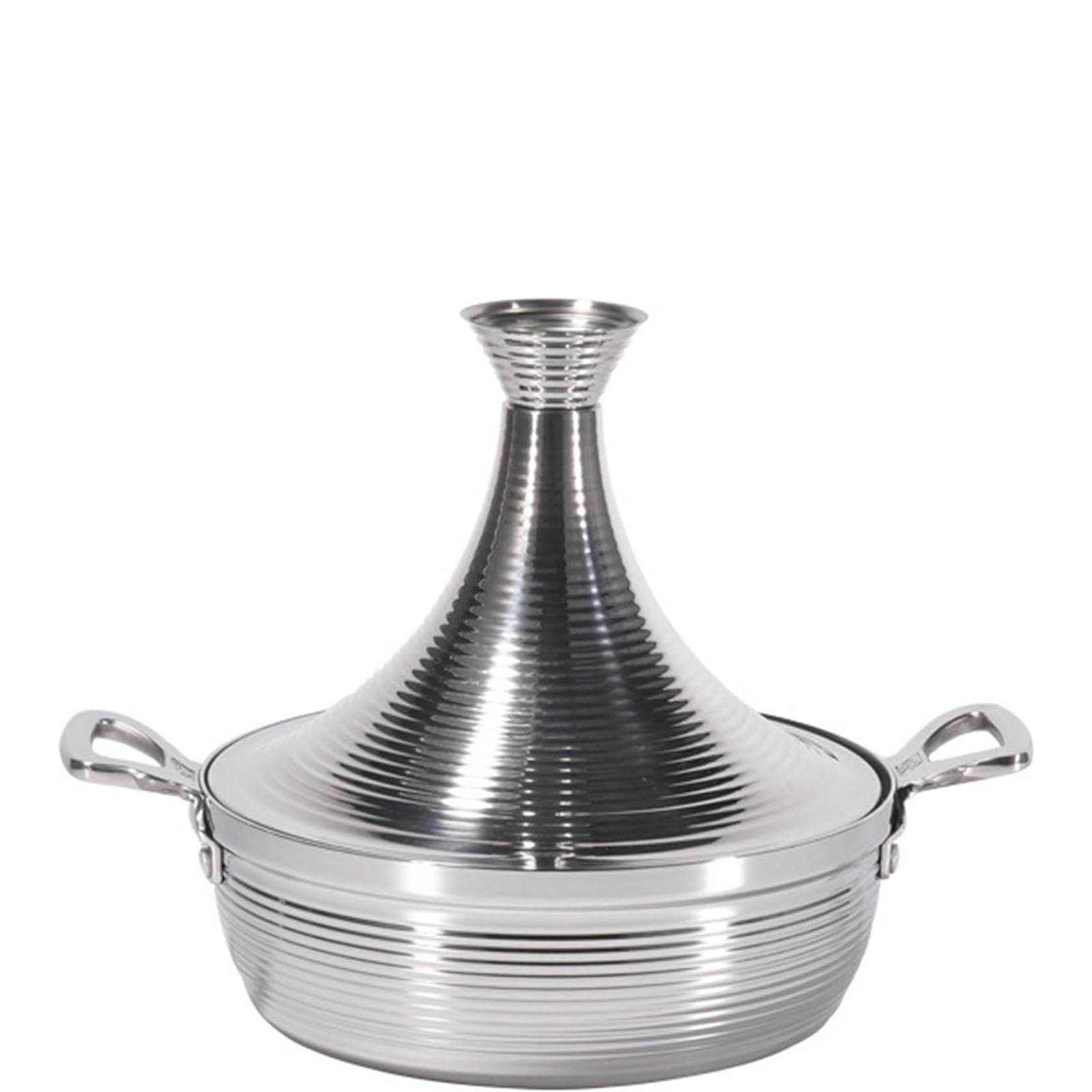 GFHVDC Non-stick Moroccan Tagine Pot for Cooking,304 Stainless Steel Moroccan Tagine Pot, Non Stick Moroccan Cooking Pot with 2 Handles, Large Moroccan Cooker Handmade Tagine Pot with Cone,Silver,32CM