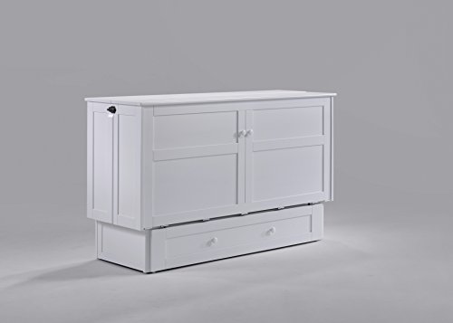Night & Day Furniture MUR-CLV WH and MND-GMF-TRI-QEN Murphy Cabinet Bed with Mattress, Queen, White