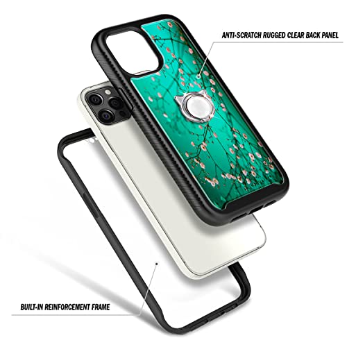 NGB Supremacy Case for iPhone 12 Pro Max (6.7 inch), Full Body Protection with [Built-in Screen Protector] Ring Holder/Wrist Strap, Slim Fit Shockproof Bumper Durable Cover (Plum)