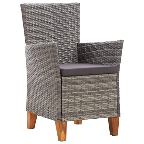 MBFLUUML Outdoor Patio Furniture, Patio Dining Sets, 9 Piece Dining Set Poly Rattan and Solid Acacia Wood Gray Suitable for Patio, Porch, Backyard, Balcony.
