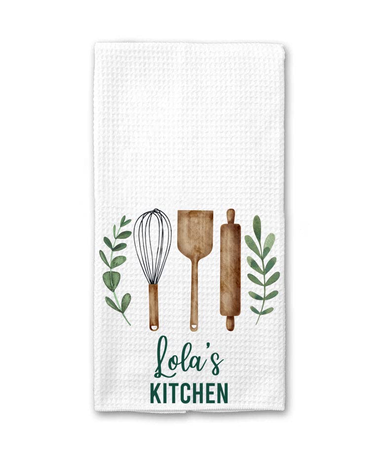 DiandDesignGift Lola's Kitchen Towel - Tea Towel Kitchen Decor - Lola's Kitchen Soft and Absorbent Kitchen Tea Towel - Decorations House Towel - Kitchen Dish Towel Lola's Birthday Gift