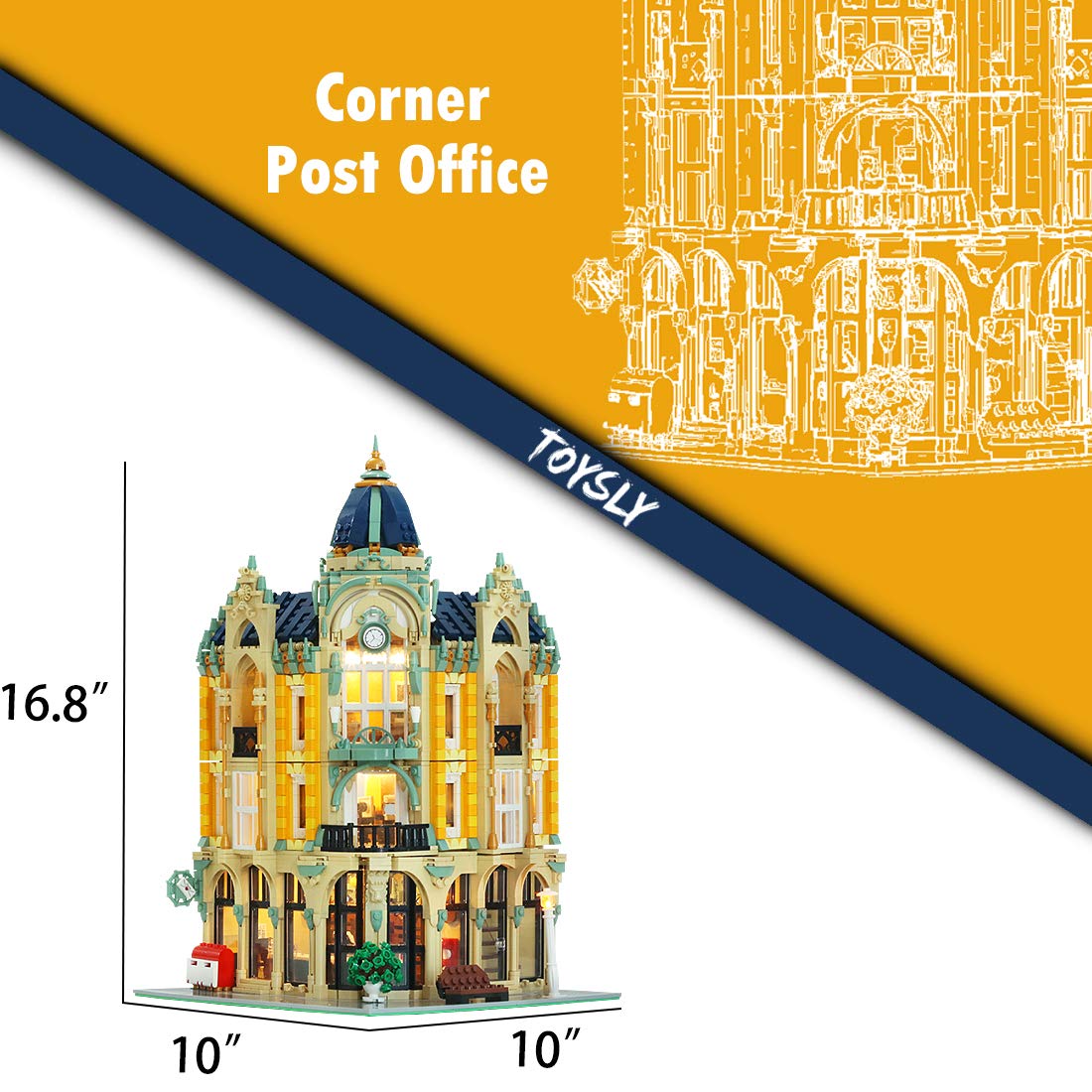 TOYSLY Street Corner Post Office MOC Building Blocks and Engineering Toy, Construction Set to Build, Model Set and Assembly Toy for Teens and Adult 4004Pieces