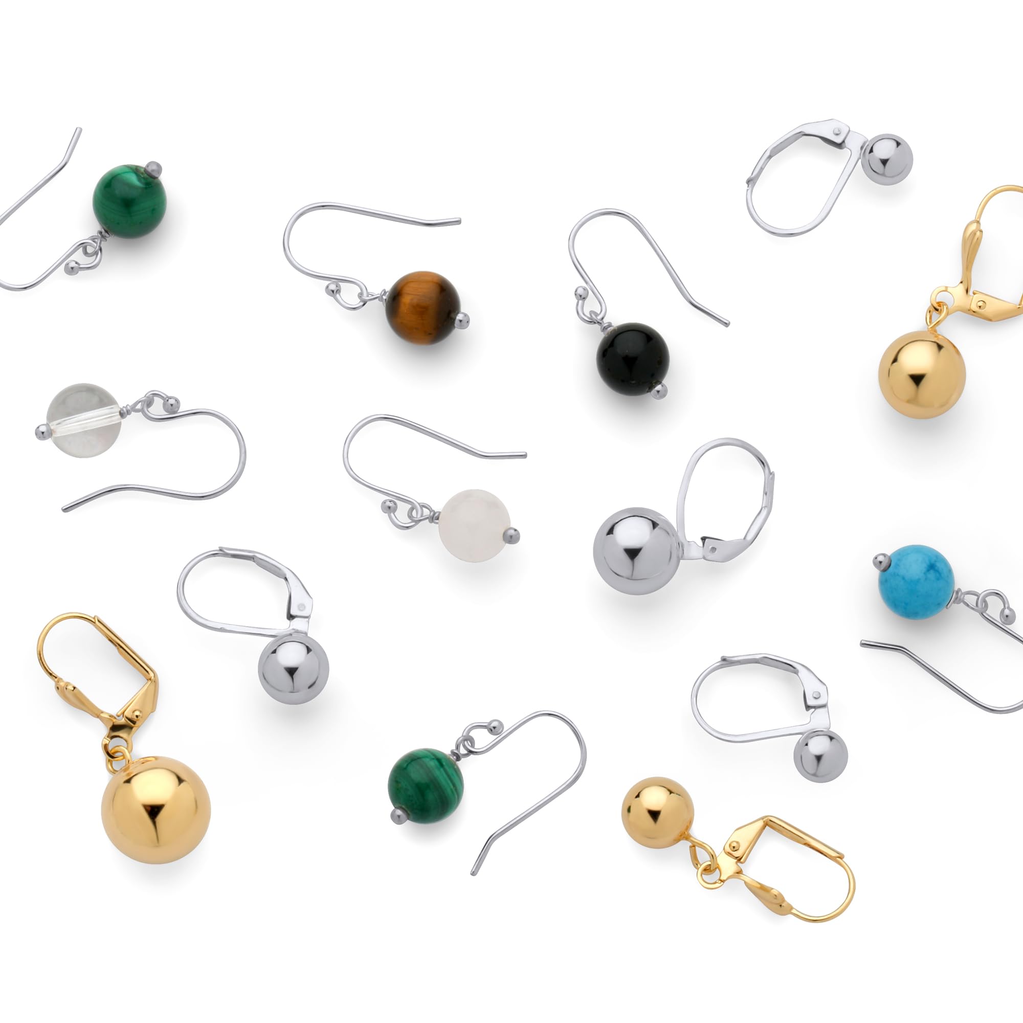 Classic Elegant Simple Round Light Weight Dangle Lever Back Drop Ball Earrings For Women Polished Yellow 18K Gold Plated Brass 12MM