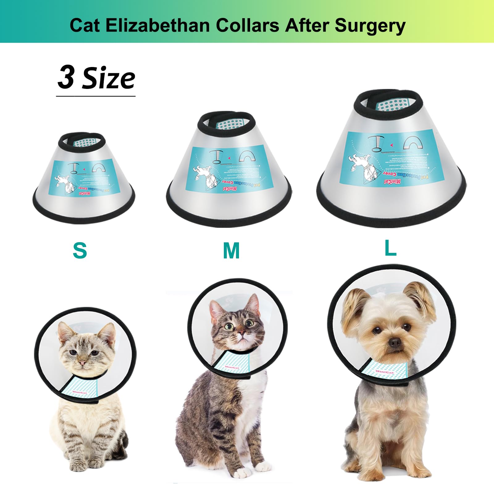 MintCat Cat Cone, Protective Cat Neck Cone for Cats After Surgery, 8.1 inches Cat Cone Collar Soft, Elizabethan Cat Surgery Collar for Cats, Adjustable Cat Cones to Stop Licking, Kitten Cone