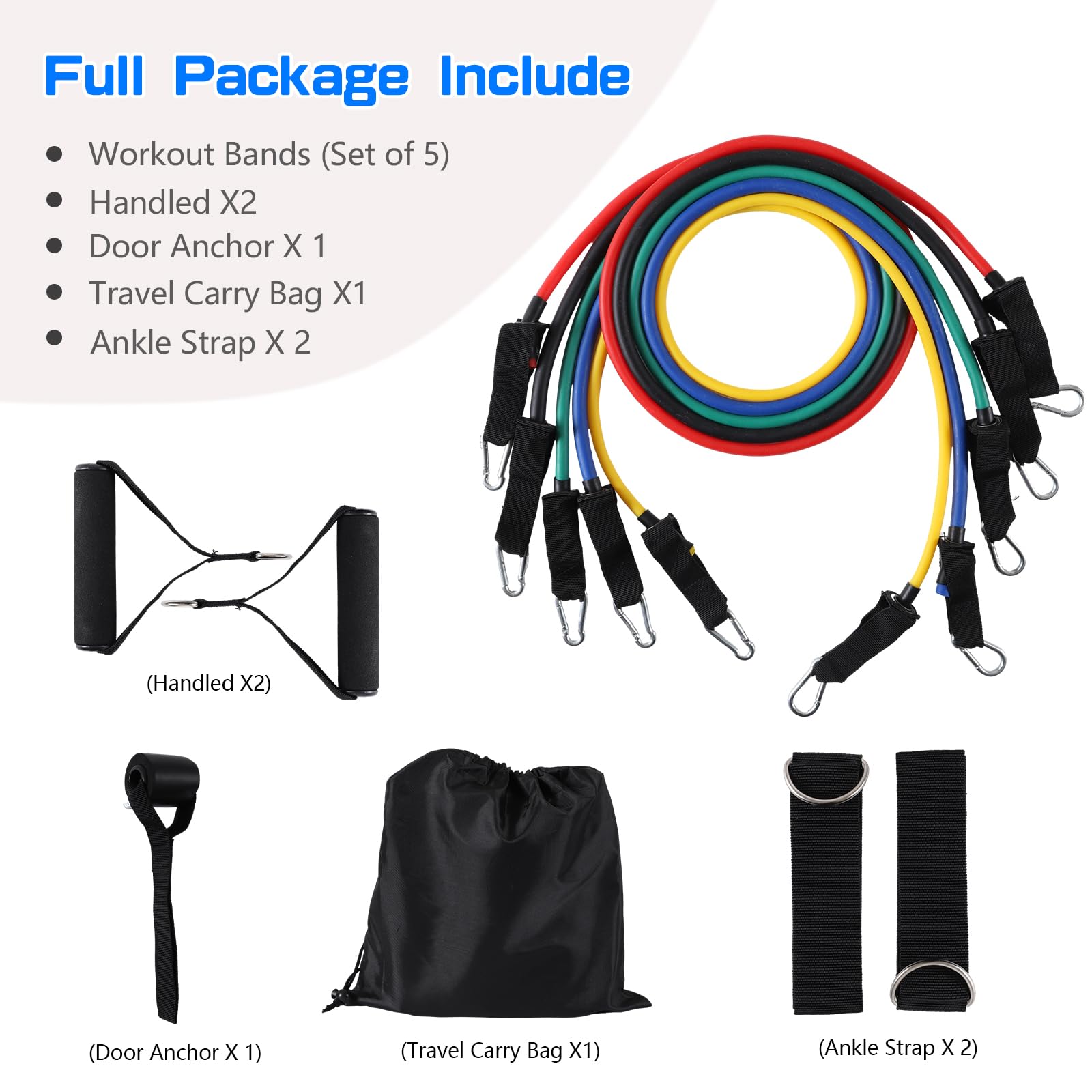 CENIVI Resistance Bands Set for Resistance Training, Physical Therapy, and Home Workouts - Ideal Exercise Bands with Handles for Men and Women - Perfect Weight Bands for Home Strength Training