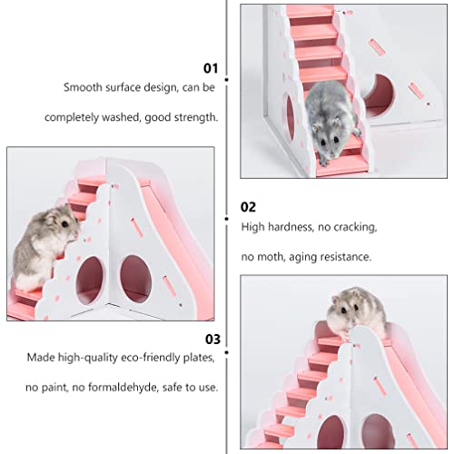 Ipetboom Wooden Hamster House with Stair Ladder Slides Small Animals Hideout Funny Climbing Exercise Toy Guinea Pig Cage Accessories for Chinchillas Rabbits Ferrets