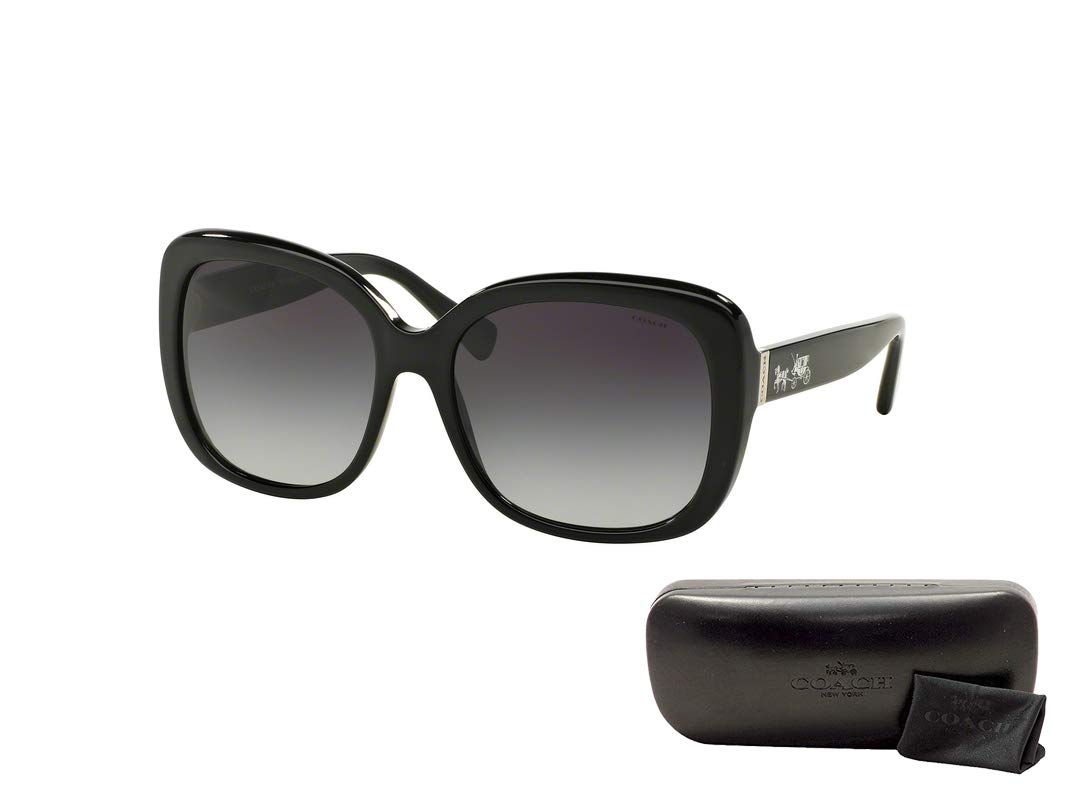Coach HC8158 500211 58M Black/Light Grey Gradient Square Sunglasses For Women + BUNDLE with Designer iWear Eyewear Kit
