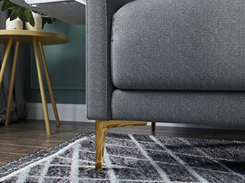 Meeyar Comfortable 3 Seater Sofa Couch, Modern Grey Upholstered Fabric Sofa for Living Room, Comfy Sofas Couches for Office Bedroom Apartment, Metal Sofa Legs, Foldable Tray Arm, 79 Inches