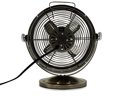 Retro Pedestal Desk Fan with Pivot Fan Head, 2 speed (ANTIQUE BRASS)