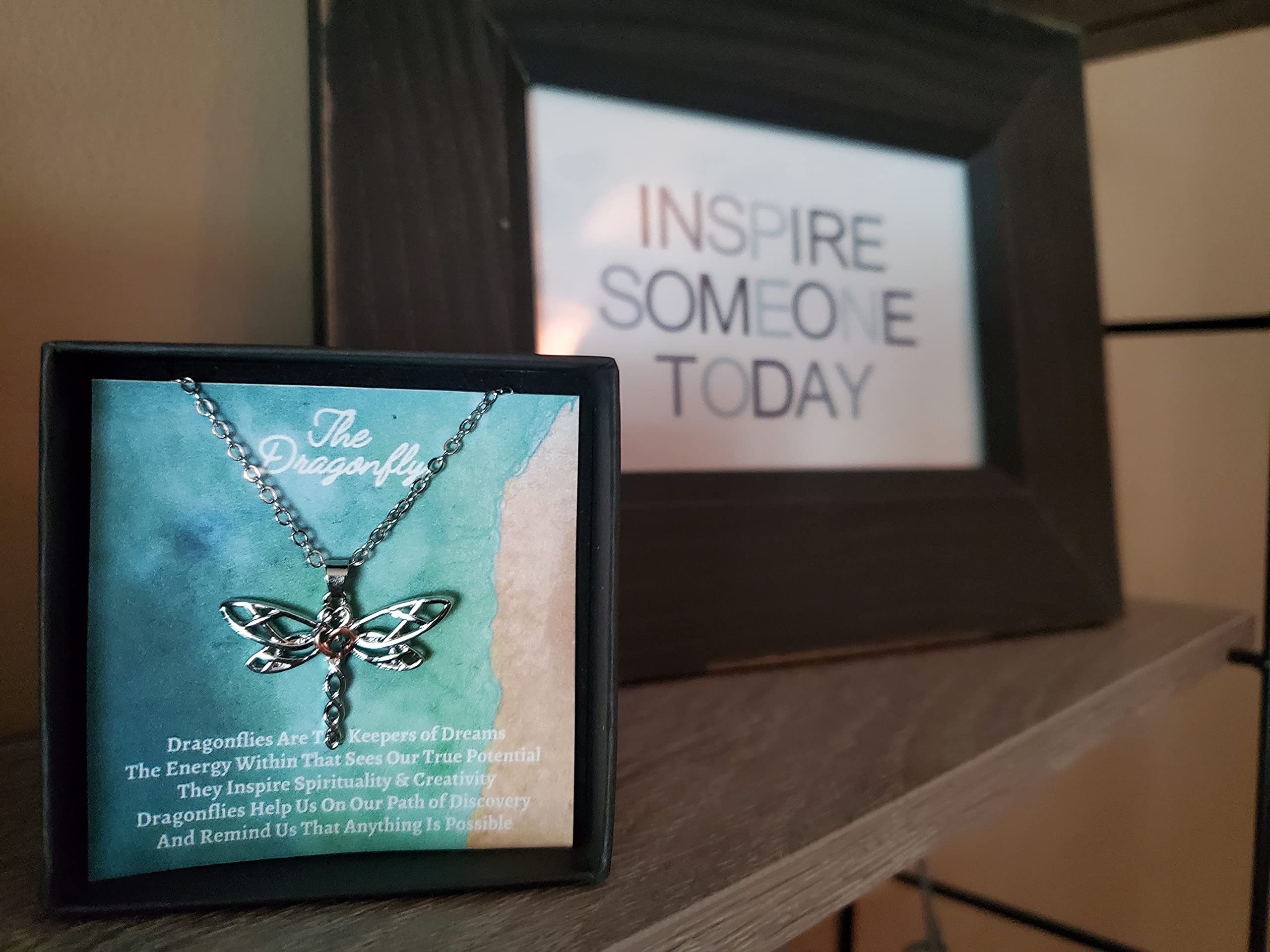 Dragonfly Necklace in Gift Box with Message Card - Silver Dragonfly Pendant Jewelry is the Perfect Keepsake Gift for Love and Inspiration