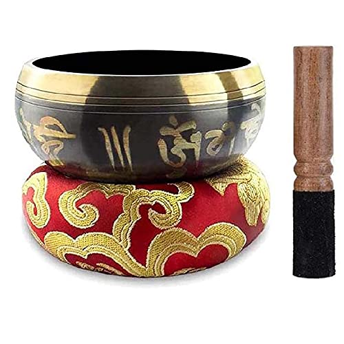 Tibetan Singing Bowl Set (3.2 inch) with Meditation Singing Bowl, Tingsha Cymbals for Healing, Yoga, Meditation, Mindfulness and Relaxation