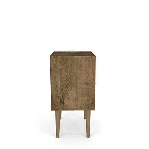 Manhattan Comfort Liberty Mid Century Modern Nightstand with Drawer and Cubby, Bedside Table for Bedroom and Living Room, Night Stand Accent Decor, Easy Assembly, Brown/Brown