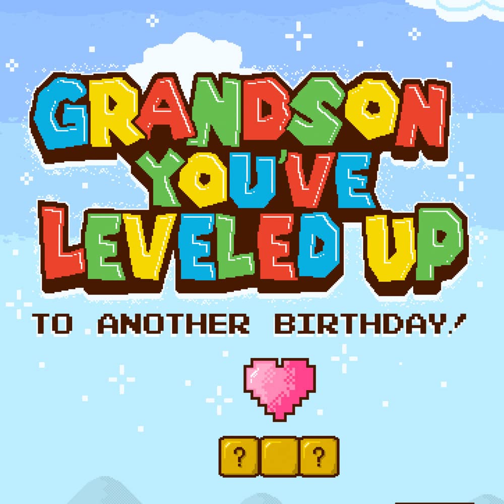 Prime Greetings Grandson Birthday Card Video Game Theme, Made in America, Eco-Friendly, Thick Card Stock with Premium Envelope 5in x 7.75in, Packaged in Protective Mailer