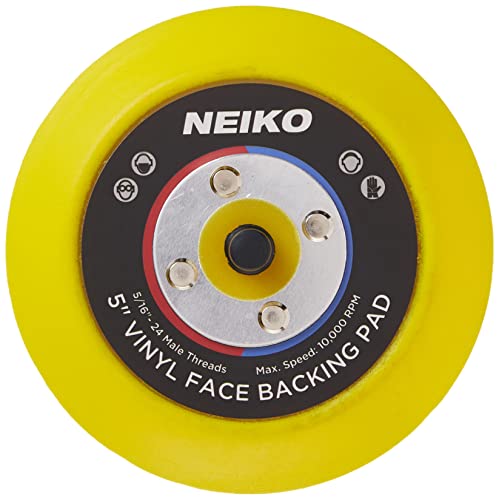 NEIKO 30261A 5â Sanding Pad with Vinyl PSA Backing, 5/16â Arbor with 24 Thread Mounts, 10,000 RPM, Sanding Pads are Ideal for Orbital and Dual Action Sander