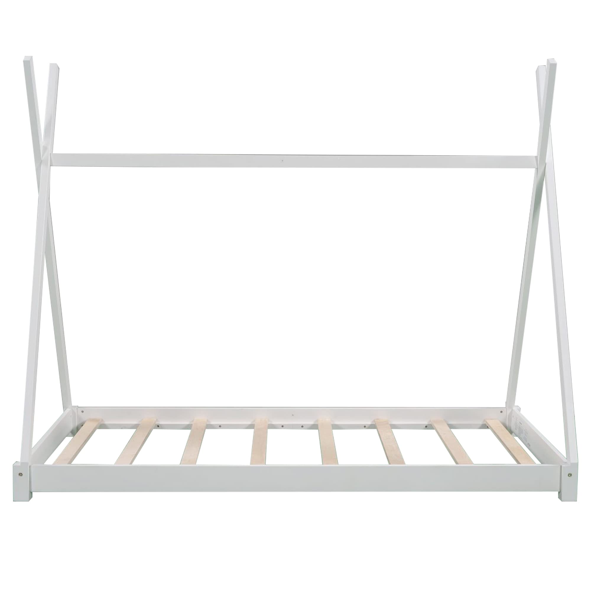 Merax Twin Wood Teepee Bed Cute Tent Platform Bed for Kids Boys Girls,No Box Spring Needed,Easy Assemble (Twin,White)