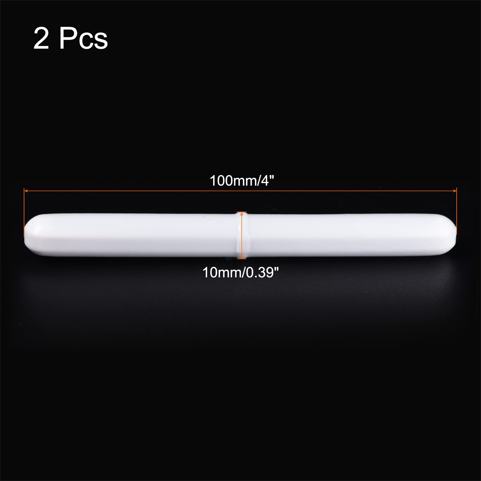 MECCANIXITY Magnetic Stirrer Mixer Stir Bar Rod 100mm(4") x10mm with Ring Shape Coating Magnet White for Laboratory 2Pcs