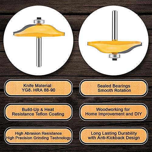 OLETBE 3 PCS Router Bit Set, 1/4-Inch Shank Round Over Raised Panel Cabinet Door Ogee Rail and Stile Router Bits, Woodworking Wood Cutter, Wood Carbide Groove Tongue Milling Tool(Silver)