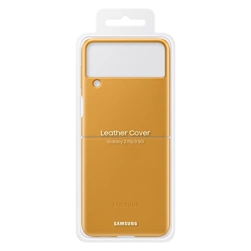 SAMSUNG Galaxy Z Flip3 Leather Cover - Official Case - Mustard