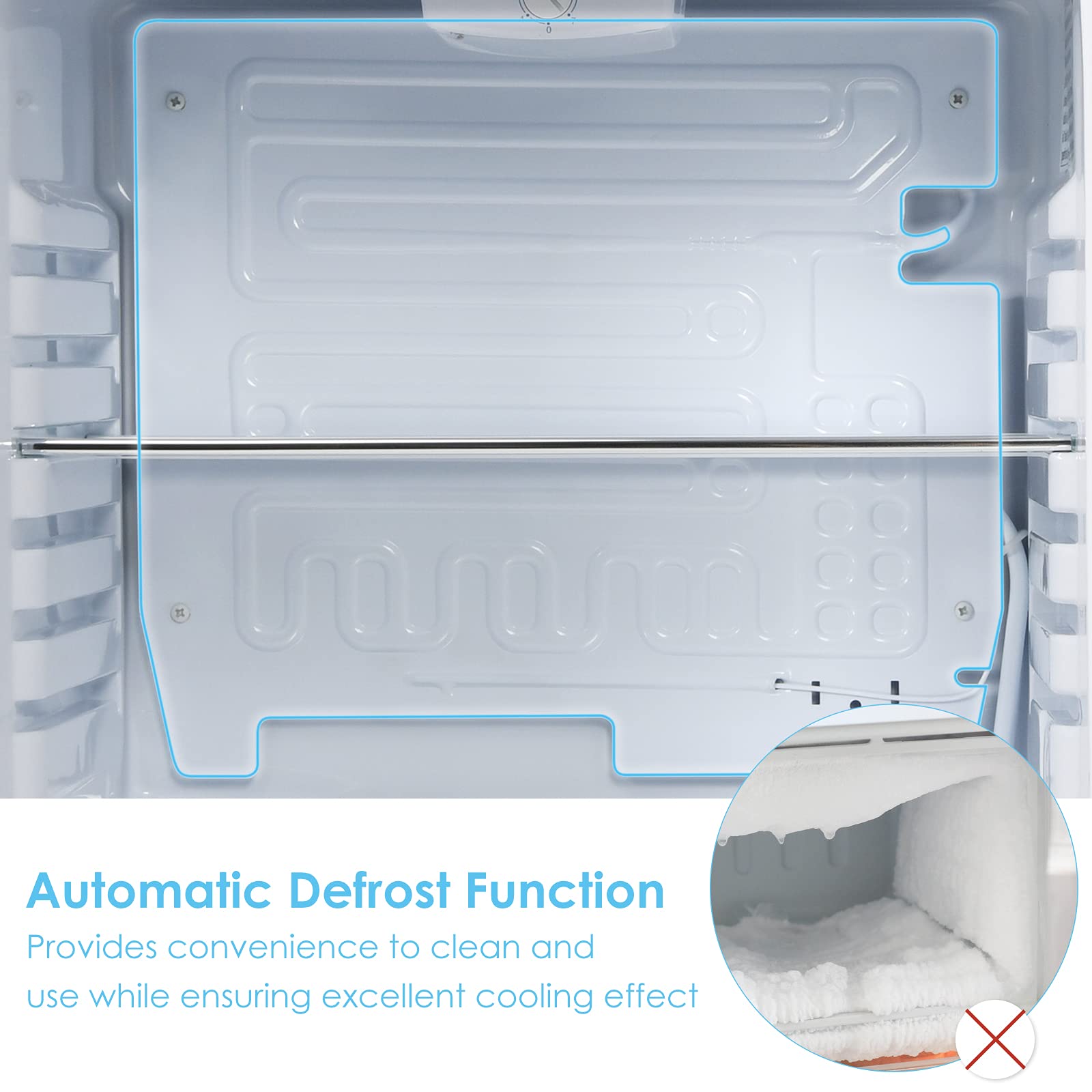 COSTWAY Compact Refrigerator, 2.4 cu ft. Single Door Small Fridge with Auto Defrost, Adjustable Temperature 32℉ to 50℉, Reversible Door, Removable Glass Shelves, Mini Fridge for Bedroom, Apartment, White