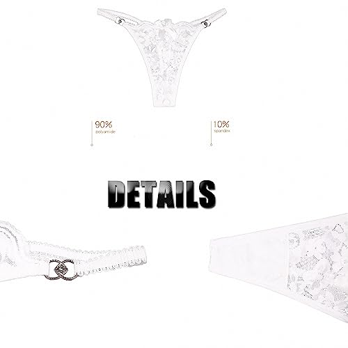 SAKVILSEC Women G-String Butterfly Embroidery Pearl G-String Low-Waist Thongs Briefs(Pink Lace,XS)