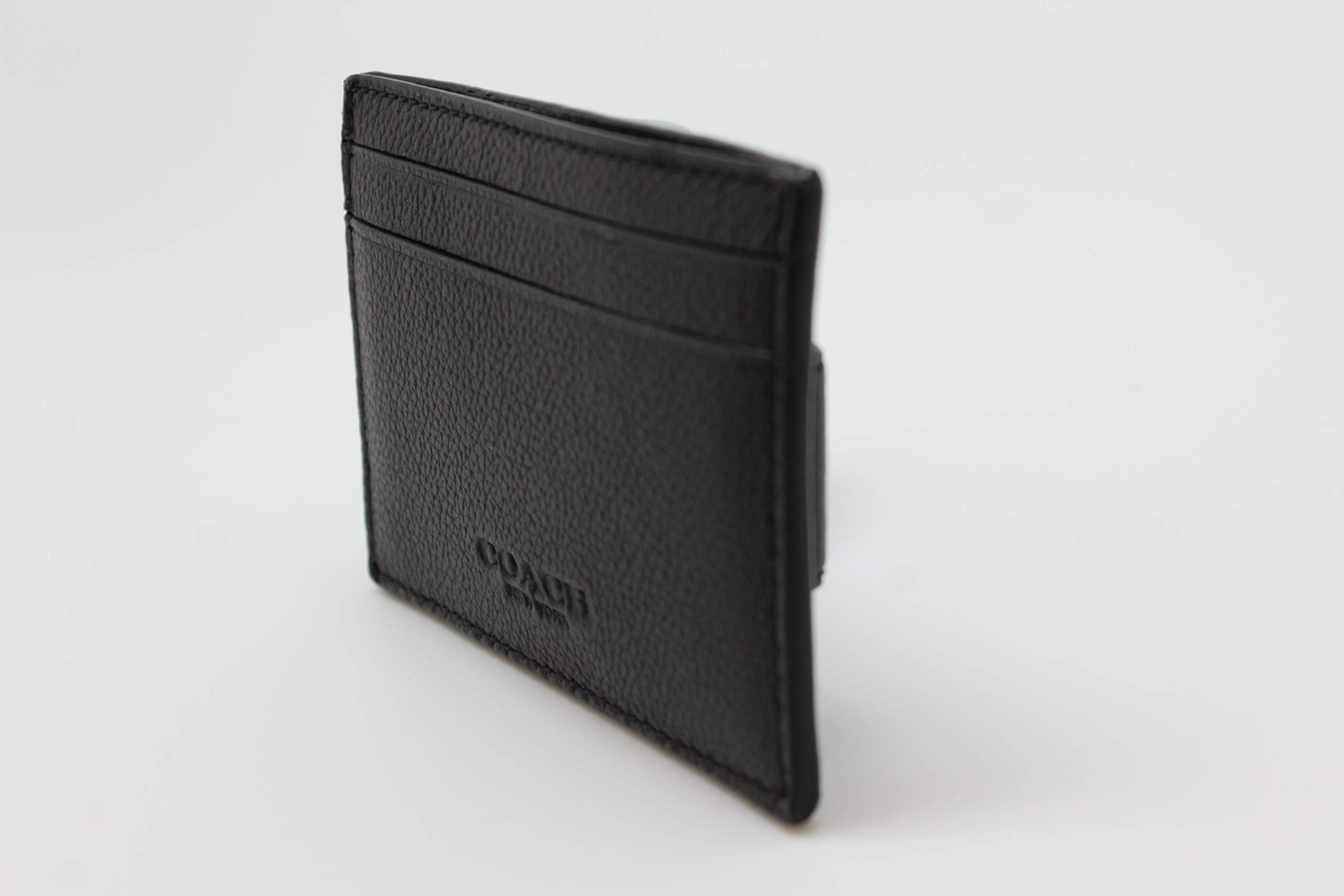 Coach Mens Money Clip Card Case in sport calf leather F75459 Black