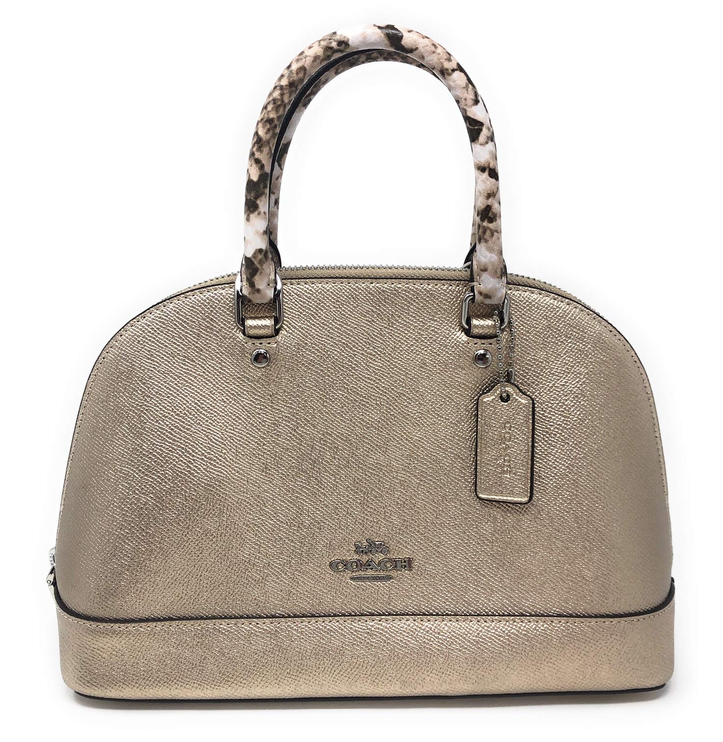 Coach Metallic Exotic Trim Mini Sierra Satchel Handbag Crossbody (SV/Platinum)