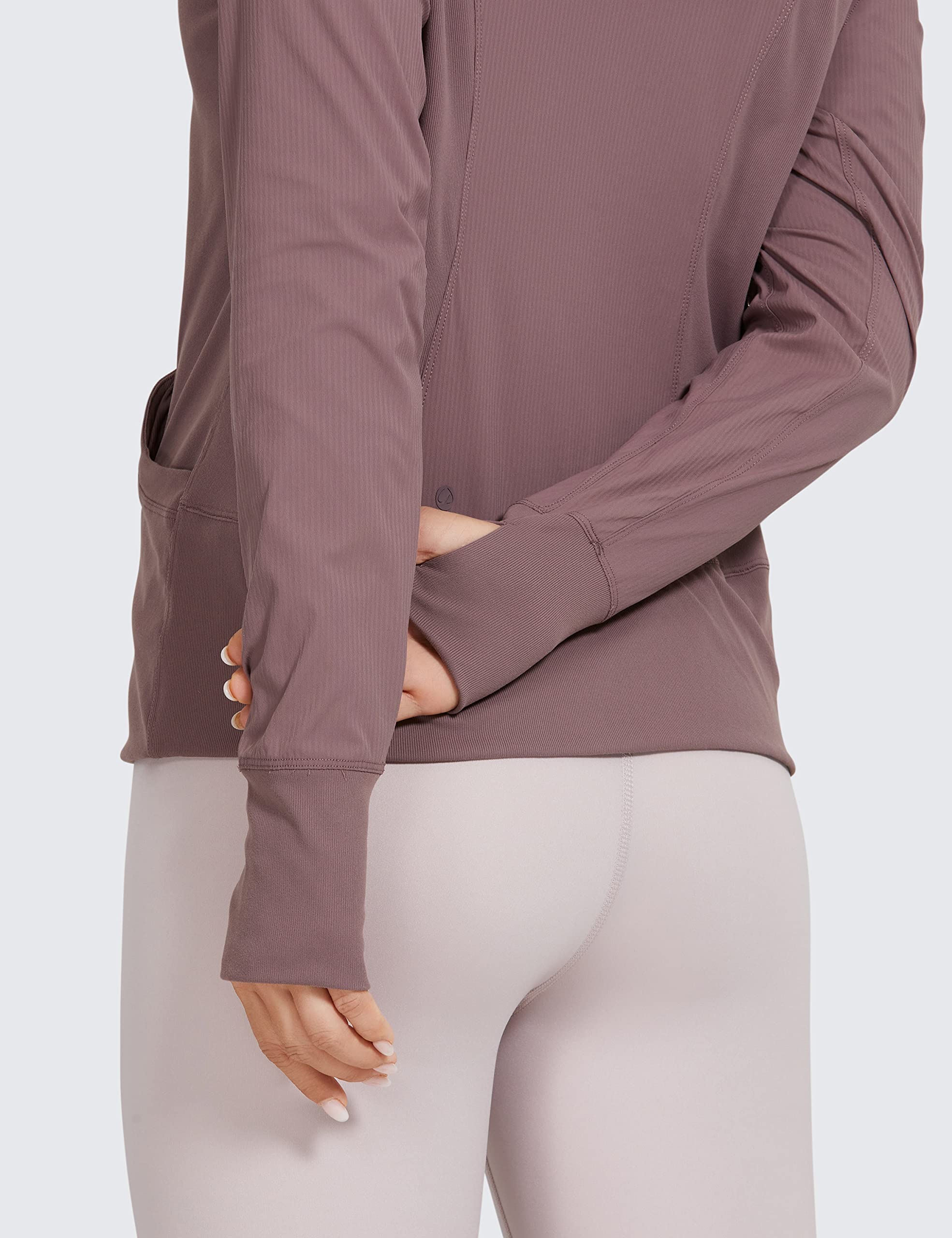 CRZ YOGA Women's Lightweight Breathable Athletic Jackets Full Zip Sweatshirt Running Hoodies with Pockets Mauve Medium