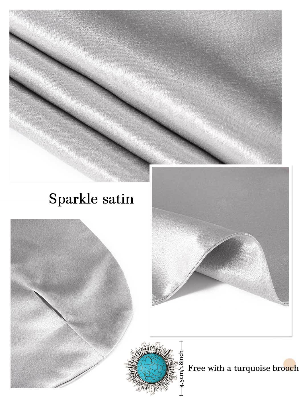 EASEDAILY Women's Shawls and Wraps for Evening Dresses Wedding Scarf Elegant Bridal Stoles Shrug for Bride and Bridesmaid (US 4-10 (S), C-silver)