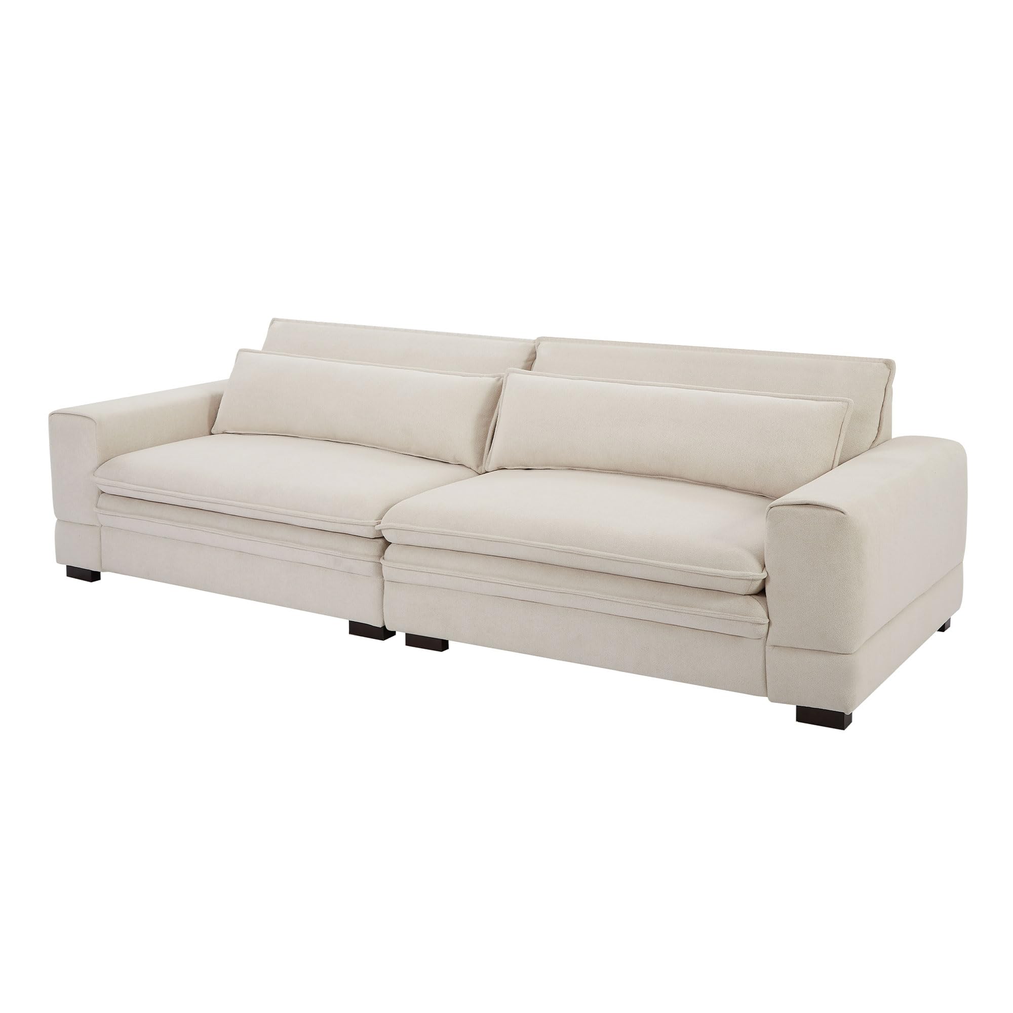 JUSTONE 126" Curved Sofa Modern Curved Couch Living Room, Upholstery Boucle Sofa Couch with 2 Pillows,4-Seat Sofa Couch for Apartment,Living Room (Right-Facing,Light Cream)